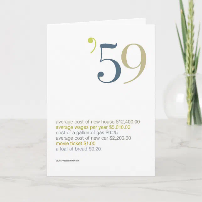 1959 Birthday Fun Facts Card | Zazzle