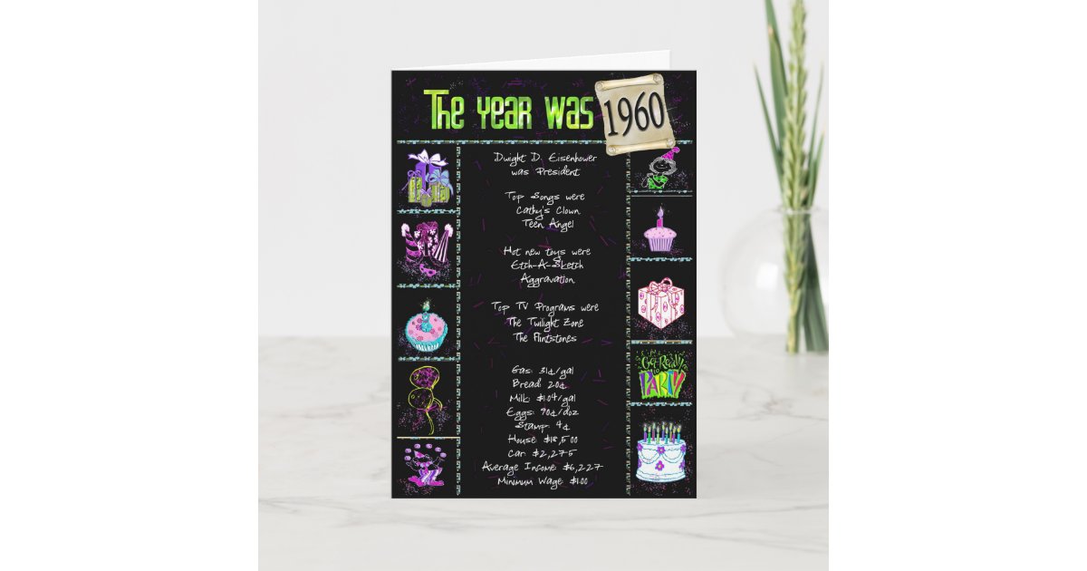 1960 Birthday Fun Facts Card | Zazzle