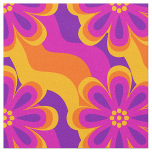 1960's Style Flowers Fabric | Zazzle.com