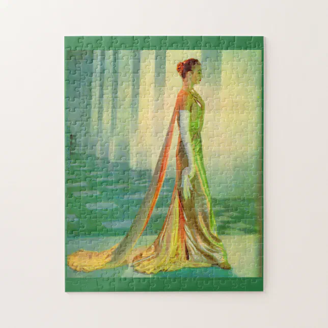 1960s beautiful lady in evening gown jigsaw puzzle | Zazzle