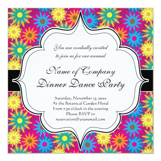 1960s Flower Power Colorful Floral Modern Pattern Invitation | Zazzle.com