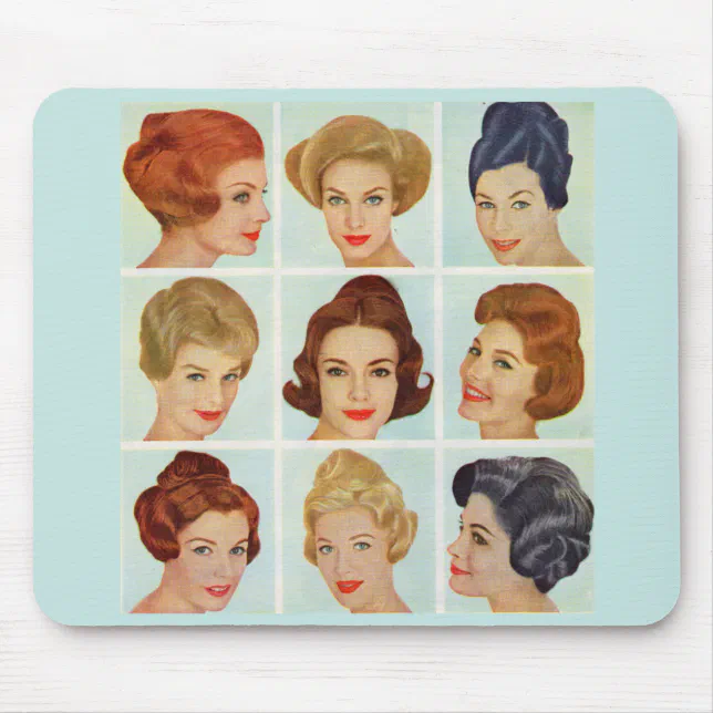 1960s hairstyles grid mouse pad | Zazzle