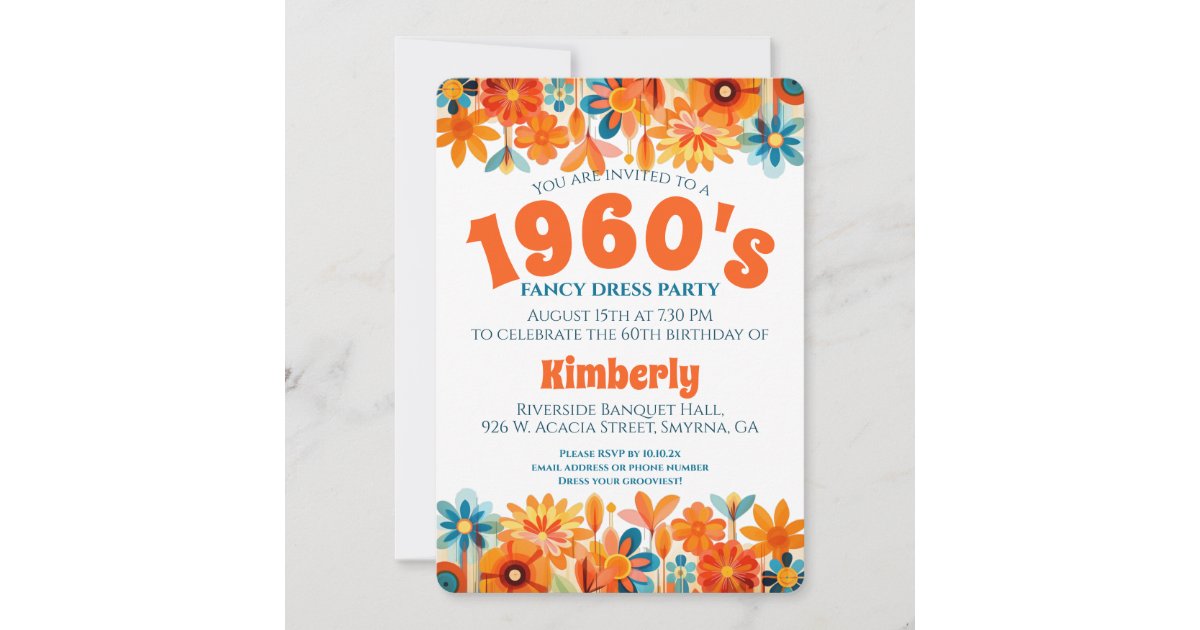 1960's Hippie Flower Power Birthday Invitation | Zazzle