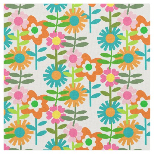 1960's Style Flowers Fabric | Zazzle