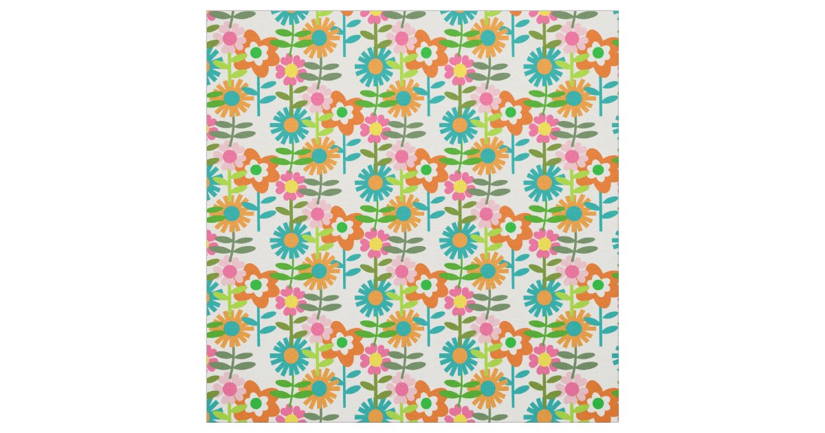 1960's Style Flowers Fabric | Zazzle