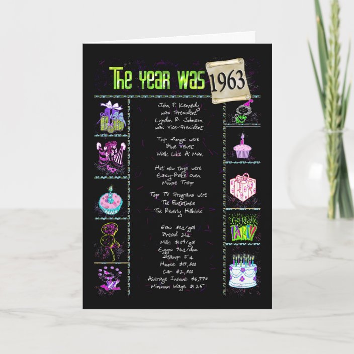 1963 Birthday Fun Facts Card | Zazzle.com