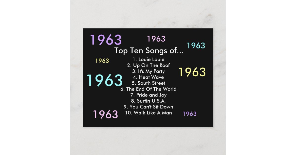 1963 Songs Postcard | Zazzle