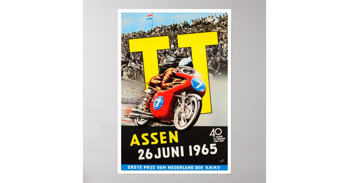 1965 Assen TT motorcycle Grand Prix Poster | Zazzle