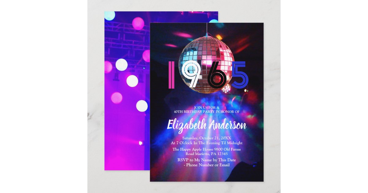 1965 Disco Ball 60th Birthday Party Invitation | Zazzle