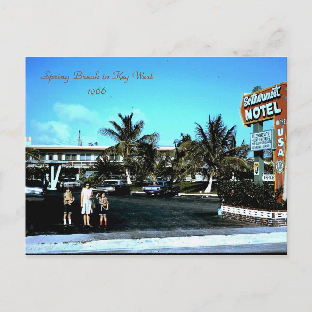 1966 Southernmost Motel Key West, Spring Break ... Postcard | Zazzle