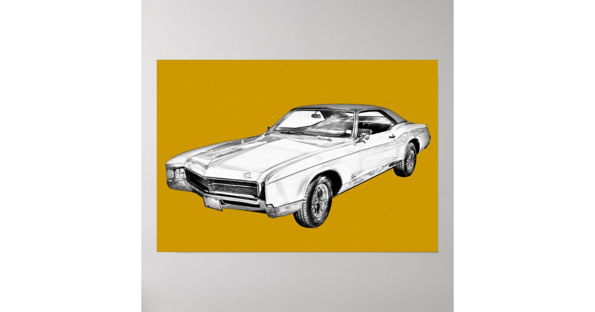 1967 Buick Riviera Illustration Poster | Zazzle