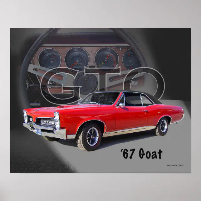 1967 GTO ”Goat” Muscle Car Art Poster | Zazzle