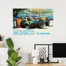 1968 Monaco Grand Prix Poster (Print up to 60"!) | Zazzle