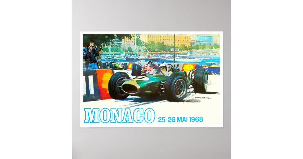 1968 Monaco Grand Prix vintage racing Poster | Zazzle