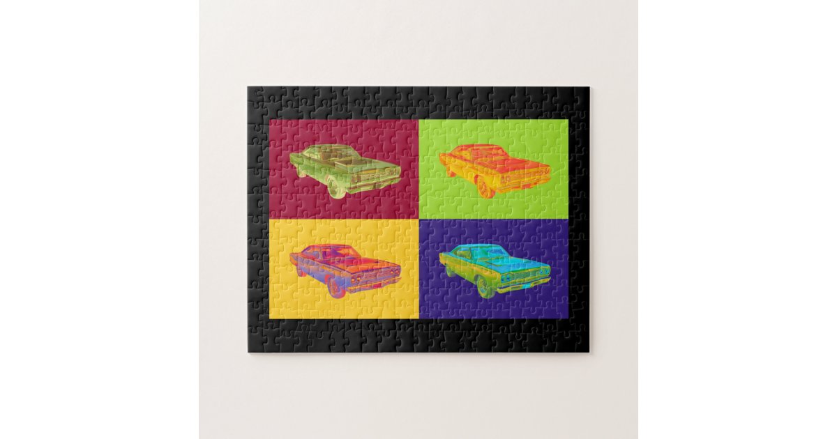 1968 Plymouth Roadrunner Muscle Car Pop Art Jigsaw Puzzle | Zazzle