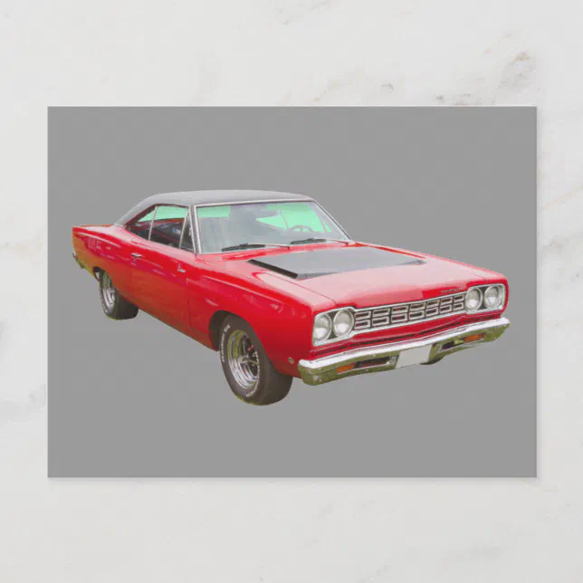 1968 Plymouth Roadrunner Muscle Car Postcard | Zazzle