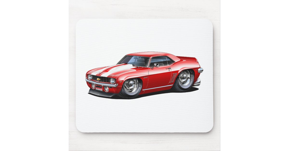 1969 Camaro SS Red-White Car Mouse Pad | Zazzle