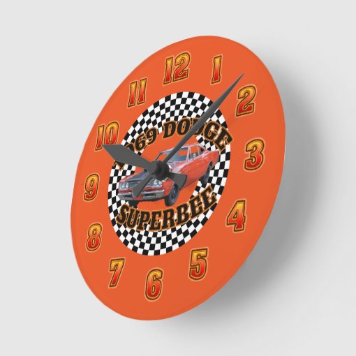 1969 Dodge Super Bee Clock. Round Clock | Zazzle