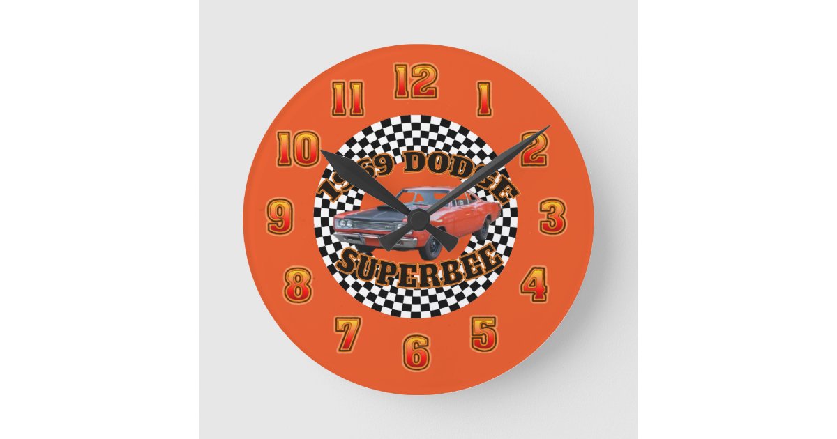 1969 Dodge Super Bee Clock. Round Clock | Zazzle