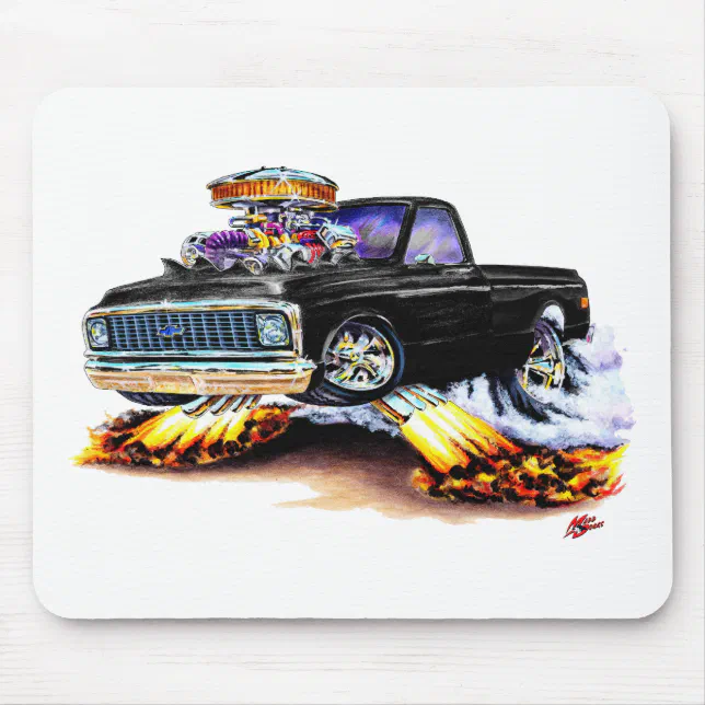 1970-72 Chevy C10 Black Longbed Mouse Pad | Zazzle