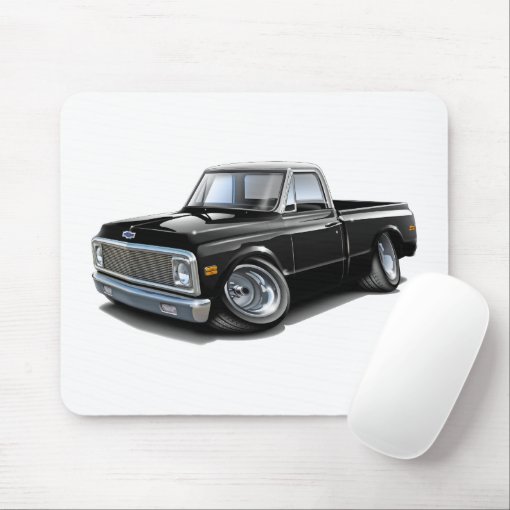 1970-72 Chevy C10 Black-White Top Truck Mouse Pad | Zazzle