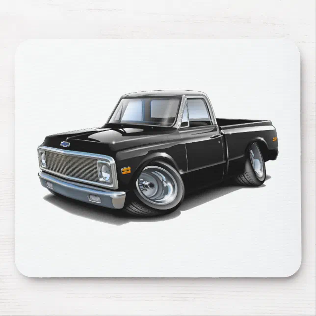 1970-72 Chevy C10 Black-White Top Truck Mouse Pad | Zazzle