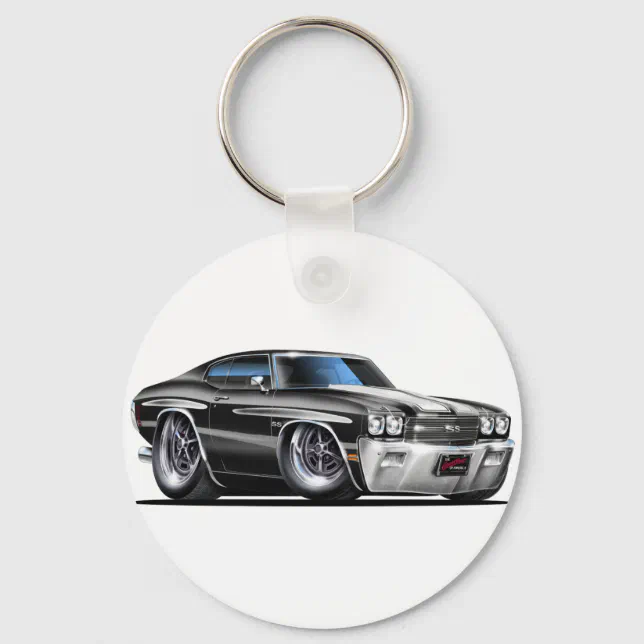 1970 Chevelle Black-White Car Keychain | Zazzle