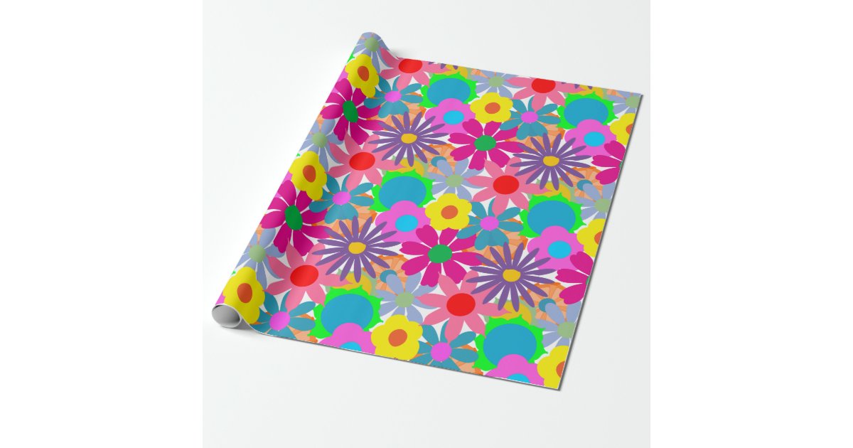 1970s Flower Power Wrapping Paper | Zazzle