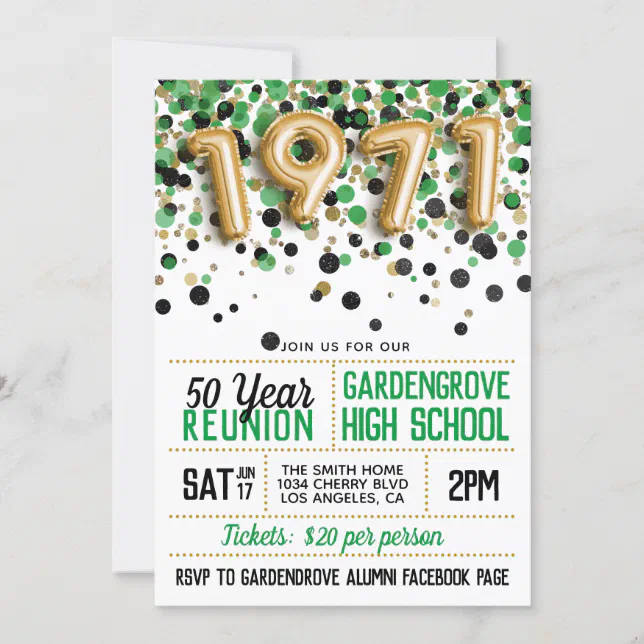 1971 High School College Reunion Invitation | Zazzle