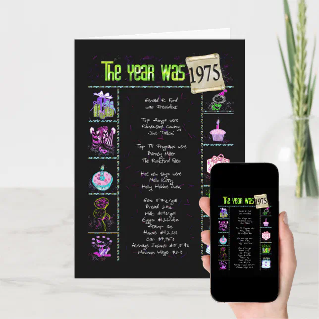 1975 Birthday Fun Facts Card | Zazzle