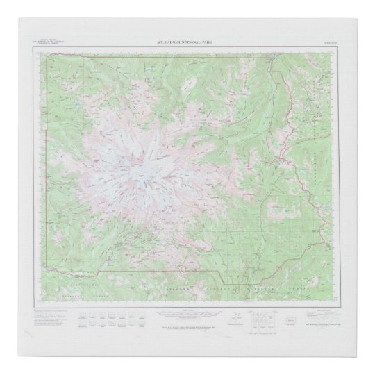 1975 Topo Map of Mount Rainier National Park Faux Canvas Print | Zazzle.com