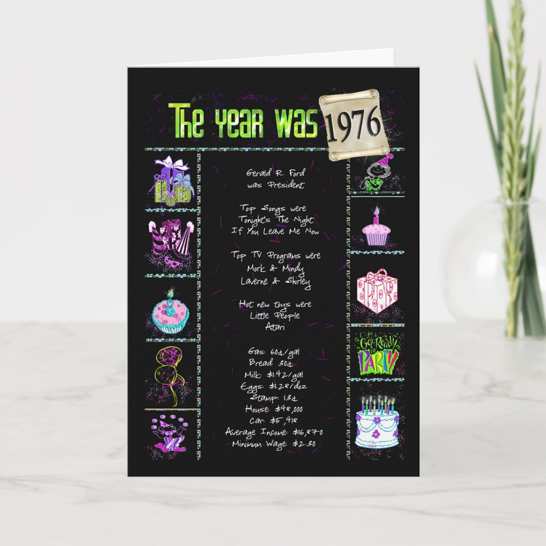 1976 Birthday Fun Facts Card | Zazzle