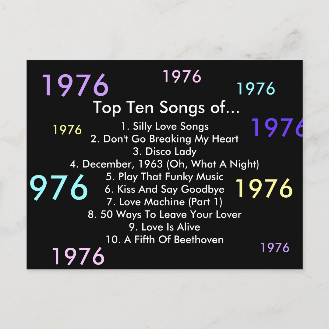 1976 Songs Postcard | Zazzle