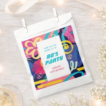 1980s Funky Colorful Doodles Retro Birthday Party Favor Bag | Zazzle