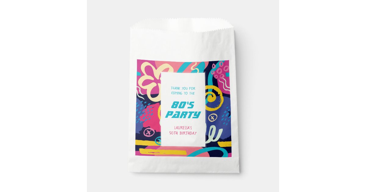 1980s Funky Colorful Doodles Retro Birthday Party Favor Bag | Zazzle