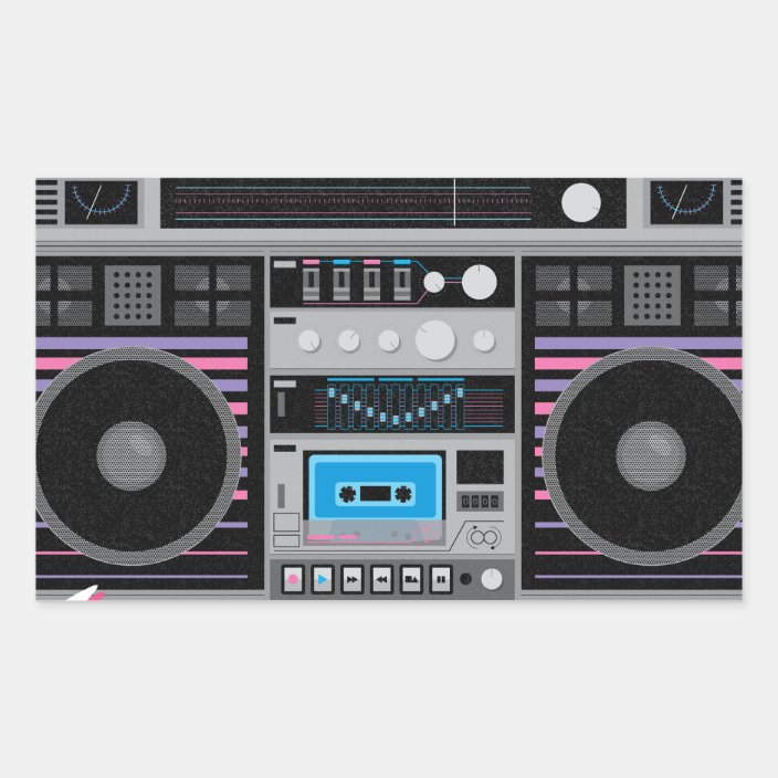 1980s ghetto blaster boombox rectangular sticker | Zazzle.com