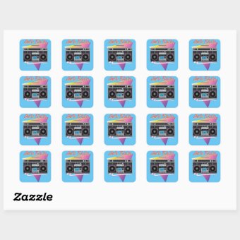 1980s ghetto blaster boombox square sticker | Zazzle