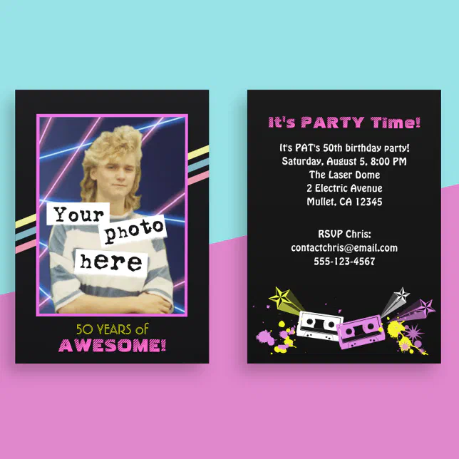 1980's Retro Style Photo Party Announcement | Zazzle