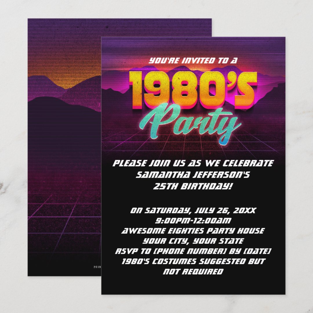 1980s Retro Sunset 80s Birthday Party Invitation | Zazzle