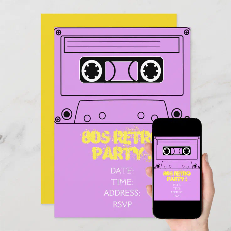 1980s retro theme party invitation | Zazzle