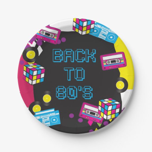 1980s Totally Awesome Party Paper Plates | Zazzle