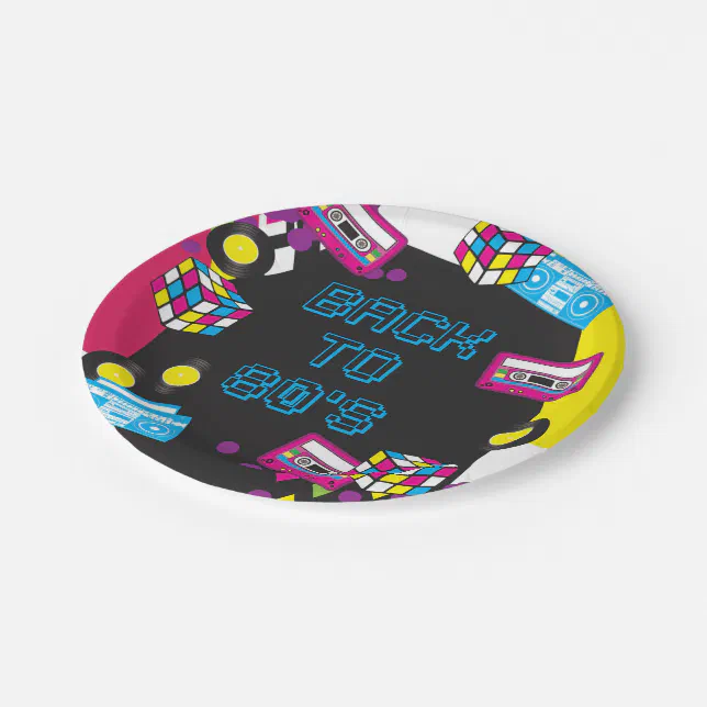1980s Totally Awesome Party Paper Plates | Zazzle