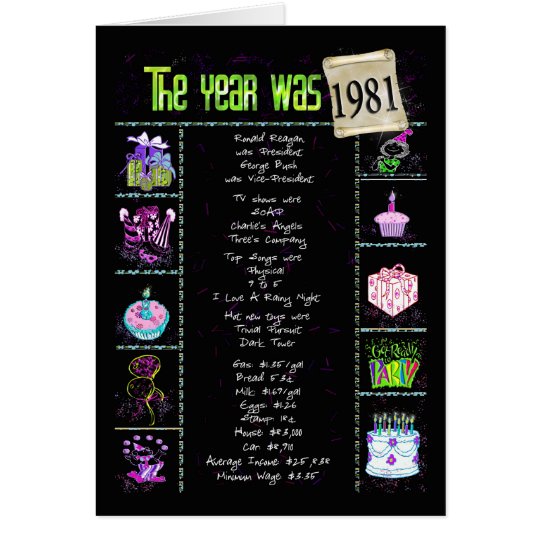 1981 Birthday Fun Facts Card | Zazzle.com