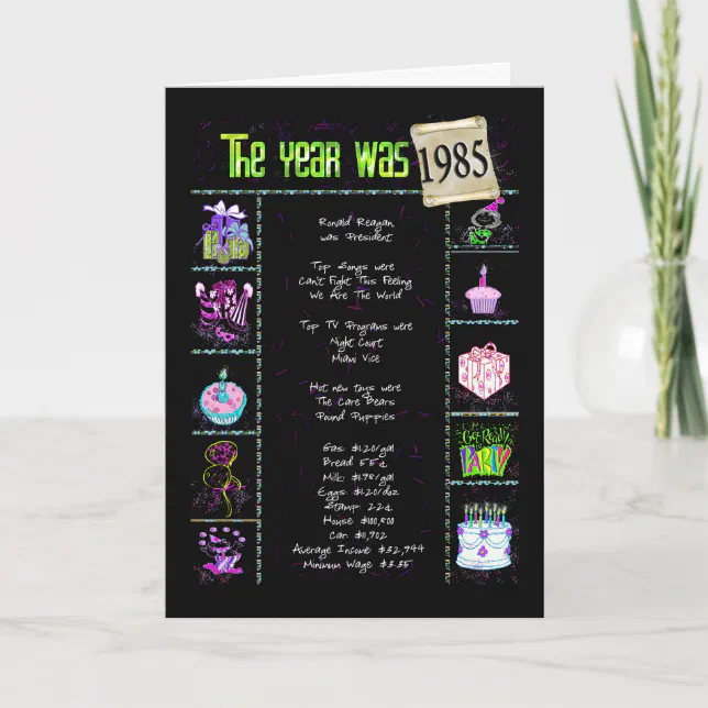1985 Birthday Fun Facts Card | Zazzle