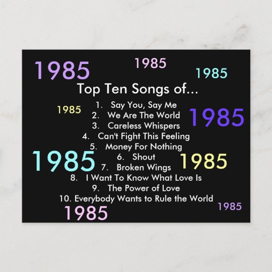 1985 Songs Postcard | Zazzle.com