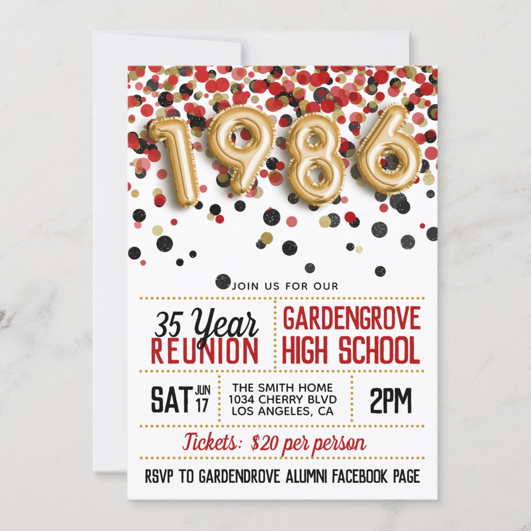 1986 High School College Reunion Invitation | Zazzle
