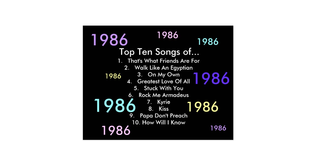 1986 Songs Postcard | Zazzle.com
