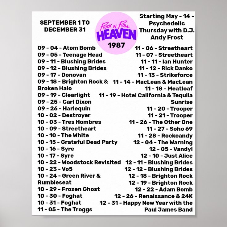 1987 - ROCK'N'ROLL HEAVEN (PART 3) POSTER | Zazzle