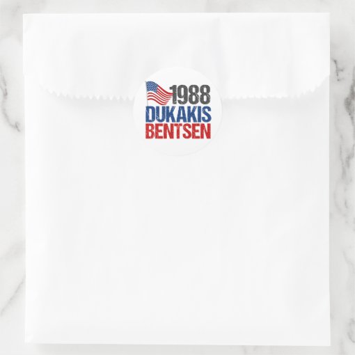 1988 Dukakis Bentsen Retro Democrat Classic Round Sticker | Zazzle