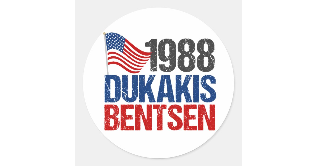 1988 Dukakis Bentsen Retro Democrat Classic Round Sticker | Zazzle